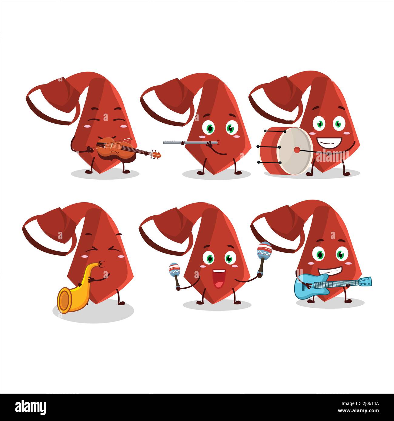 Cartoon character of red tie playing some musical instruments. Vector ...