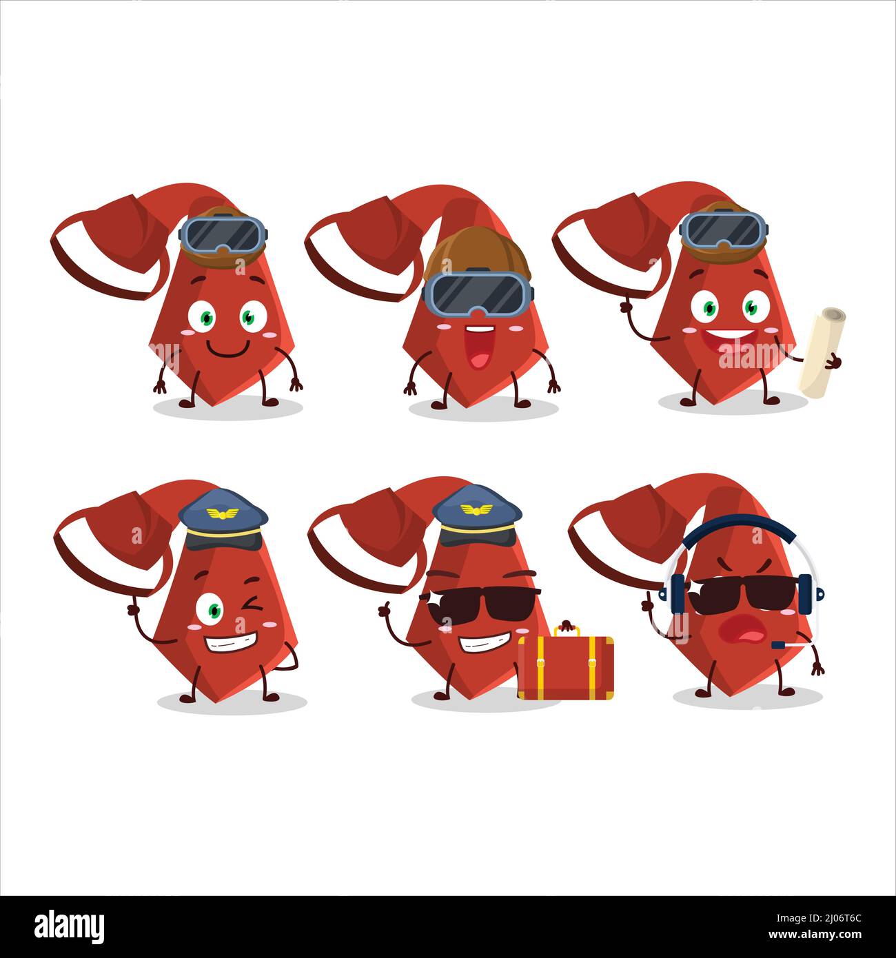 Pilot cartoon mascot red tie with glasses. Vector illustration Stock ...