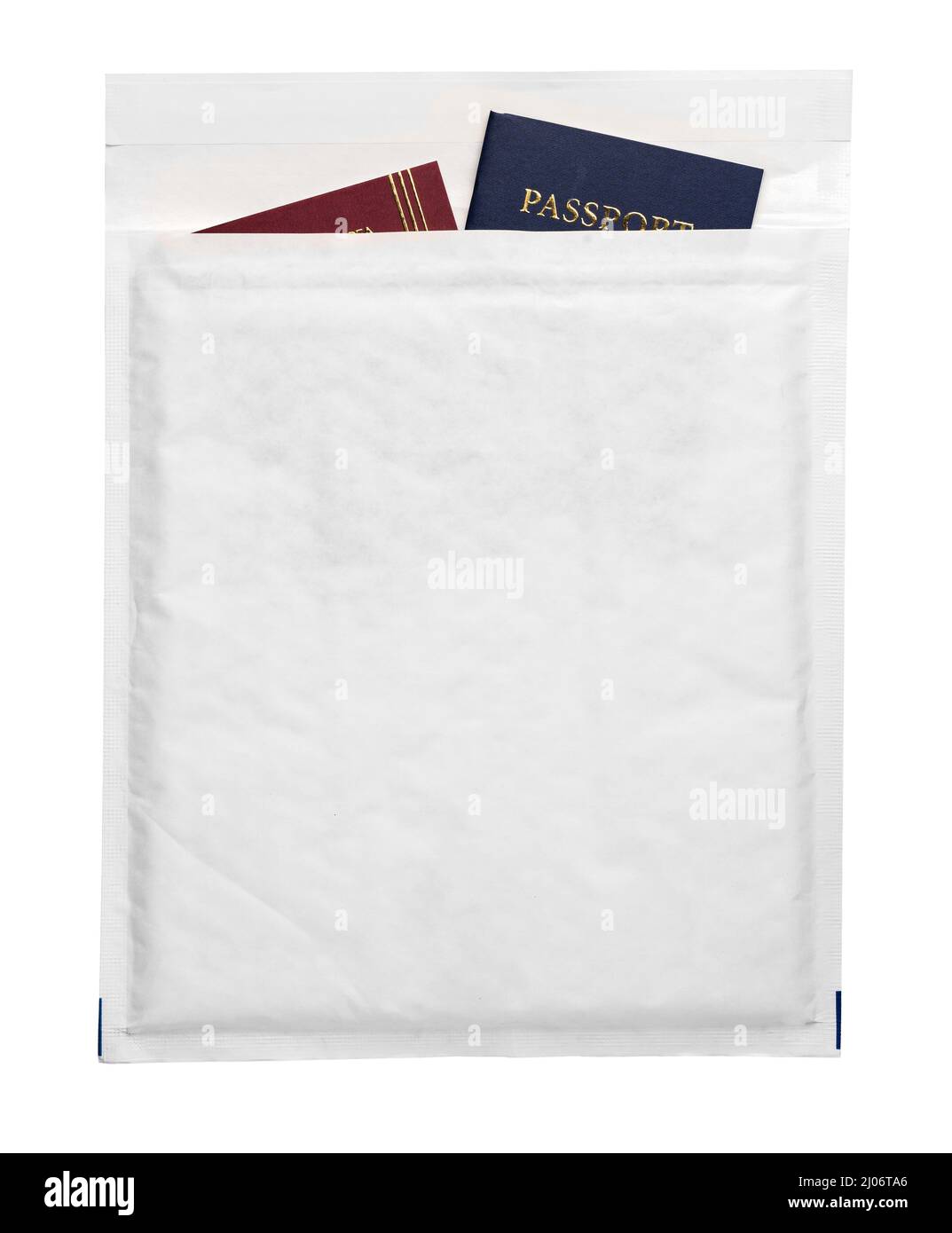 Passport spread in a white paper envelope, Travel concept Stock Photo ...