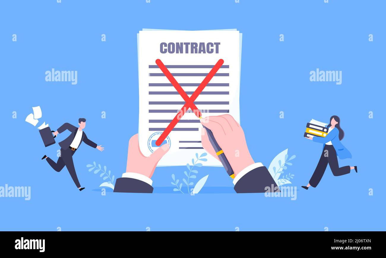 Contract cancellation business concept. Terminated tearing contract ...