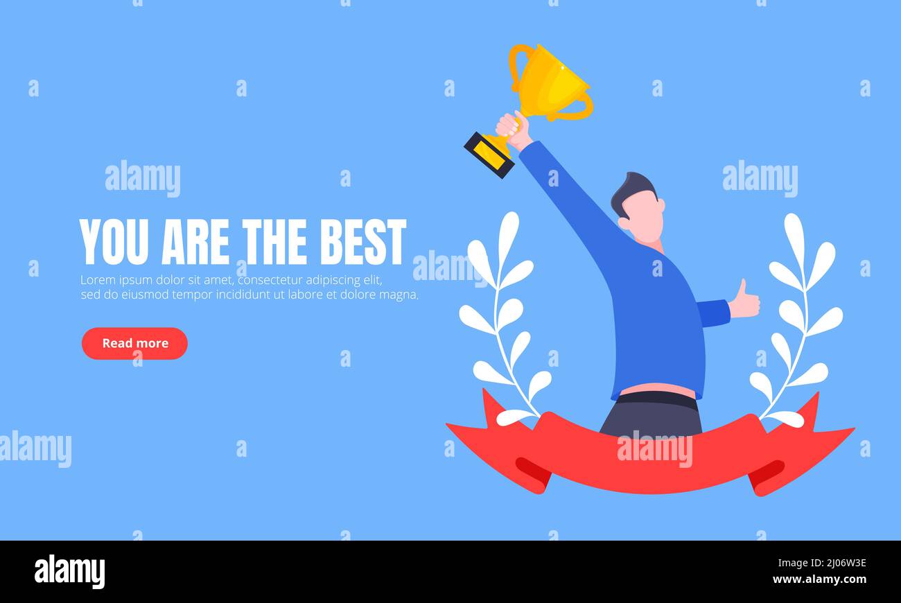 Best worker employee winner with trophy cup inside award ribbon and ...