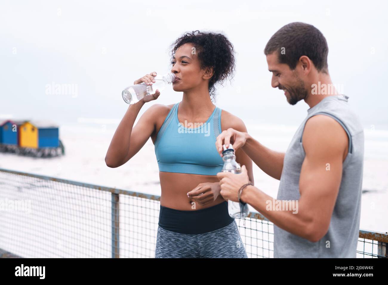 Ensure you drink enough water before, during and after exercising. Shot ...