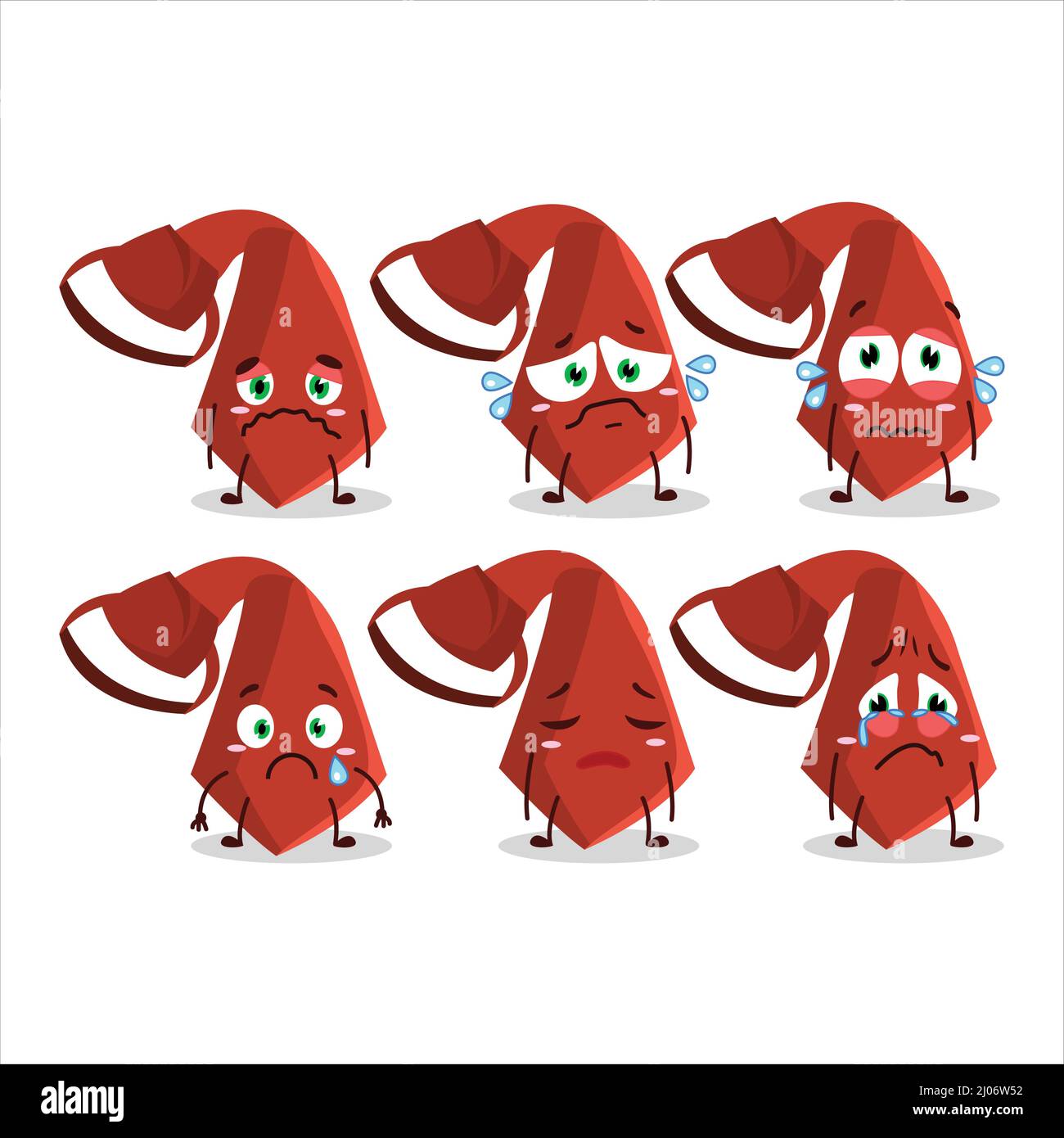 Red tie cartoon character with sad expression. Vector illustration ...