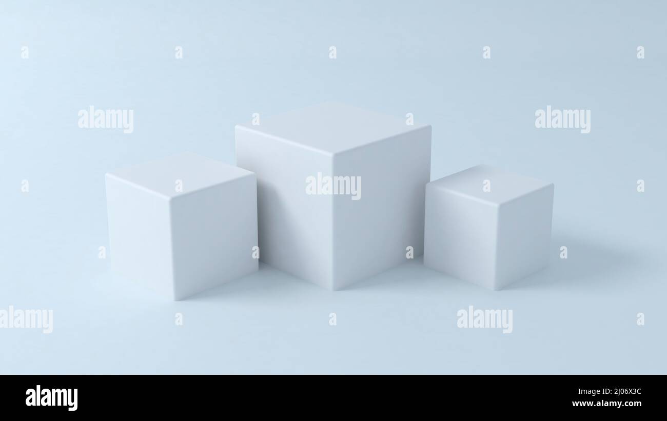 white three cube podium platform.3d illustration light and shadow Stock ...