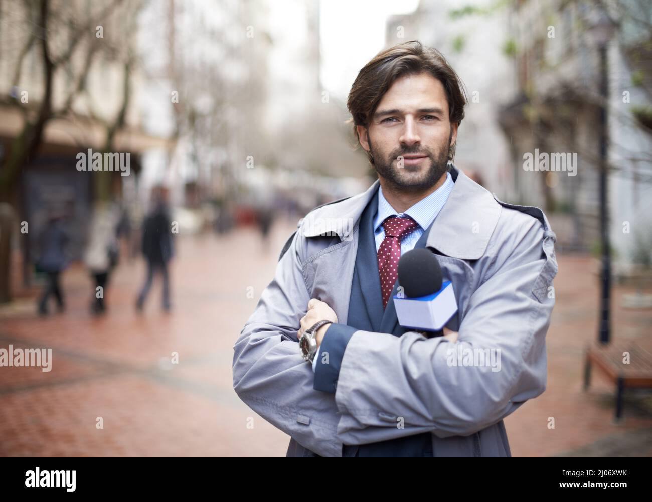 Im your man on the scene. Shot of a reporter ready to conduct an ...