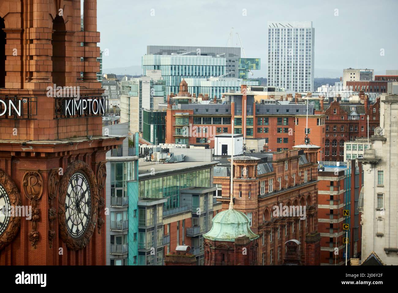 Manchester city centre skyline landmark Kimpton Hotel clock tower ...