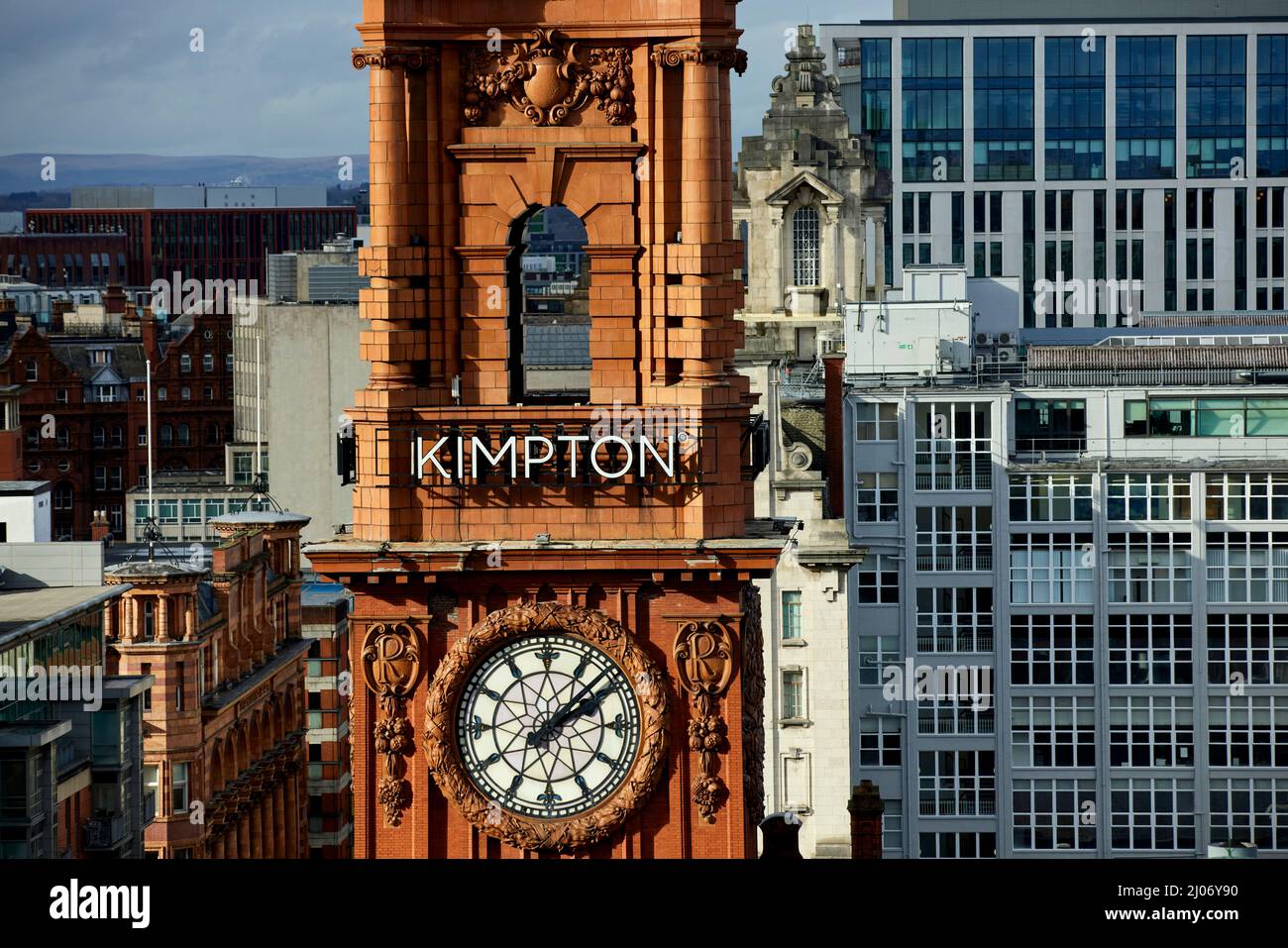 Manchester city centre skyline landmark Kimpton Hotel clock tower ...