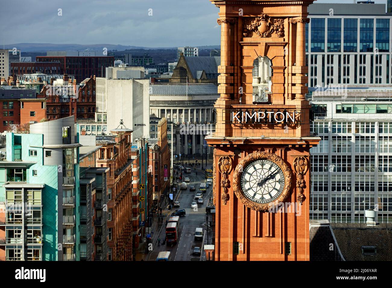 Manchester city centre skyline landmark Kimpton Hotel clock tower ...