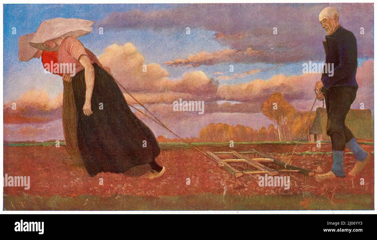 Fritz Mackensen - Two women pulling plough Stock Photo - Alamy