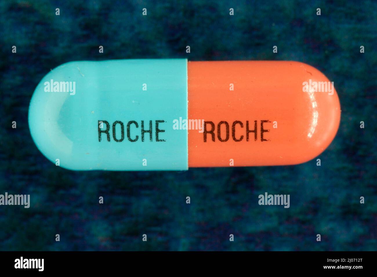 roche blue/tan capsule Stock Photo - Alamy