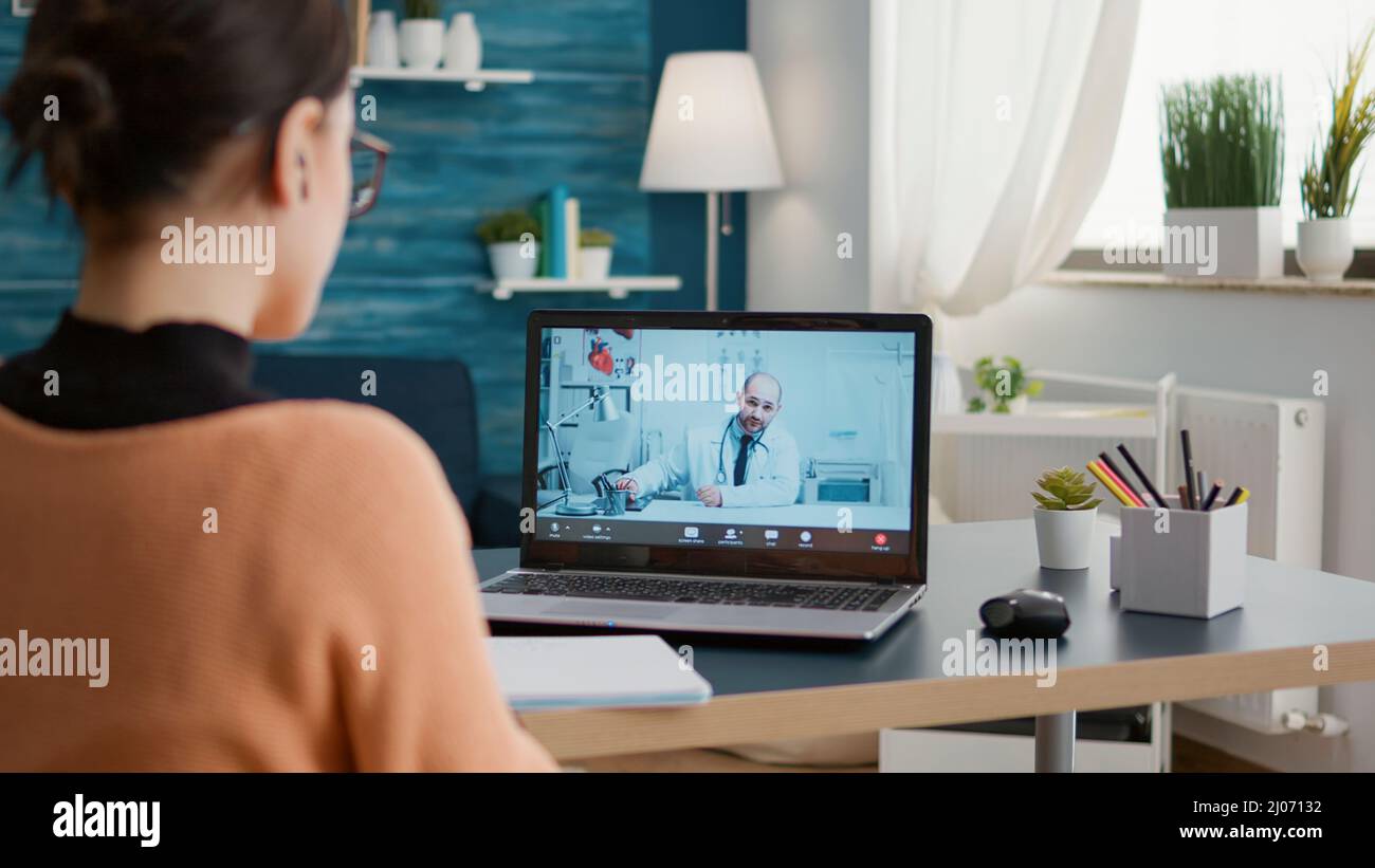 Young patient atttending telemedicine appointment call with doctor ...