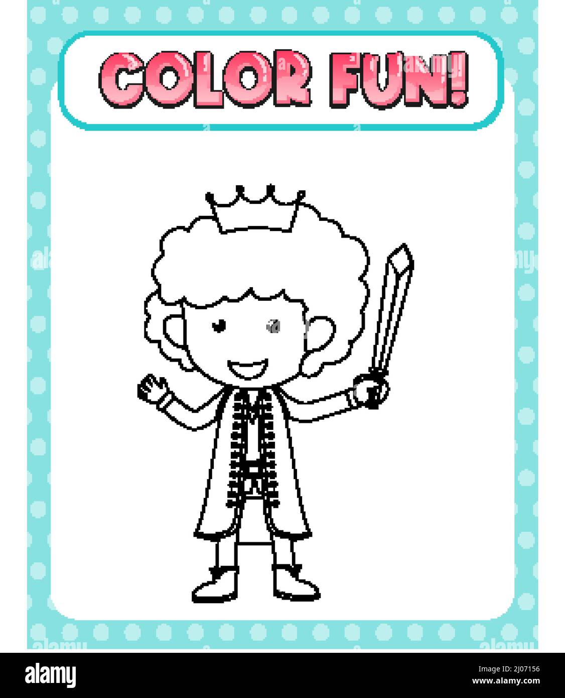 Worksheets template with color fun! text and prince outline ...