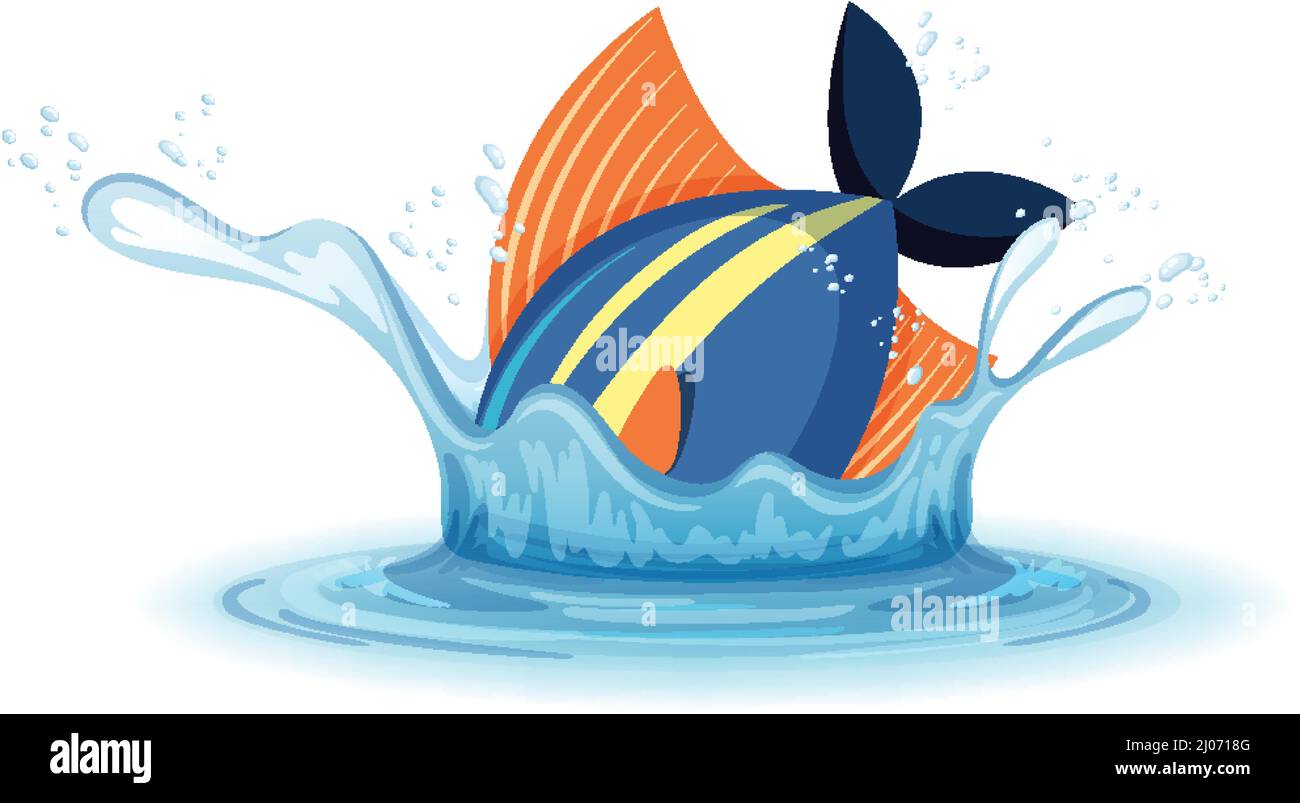 A water splash with fish on white background illustration Stock Vector ...