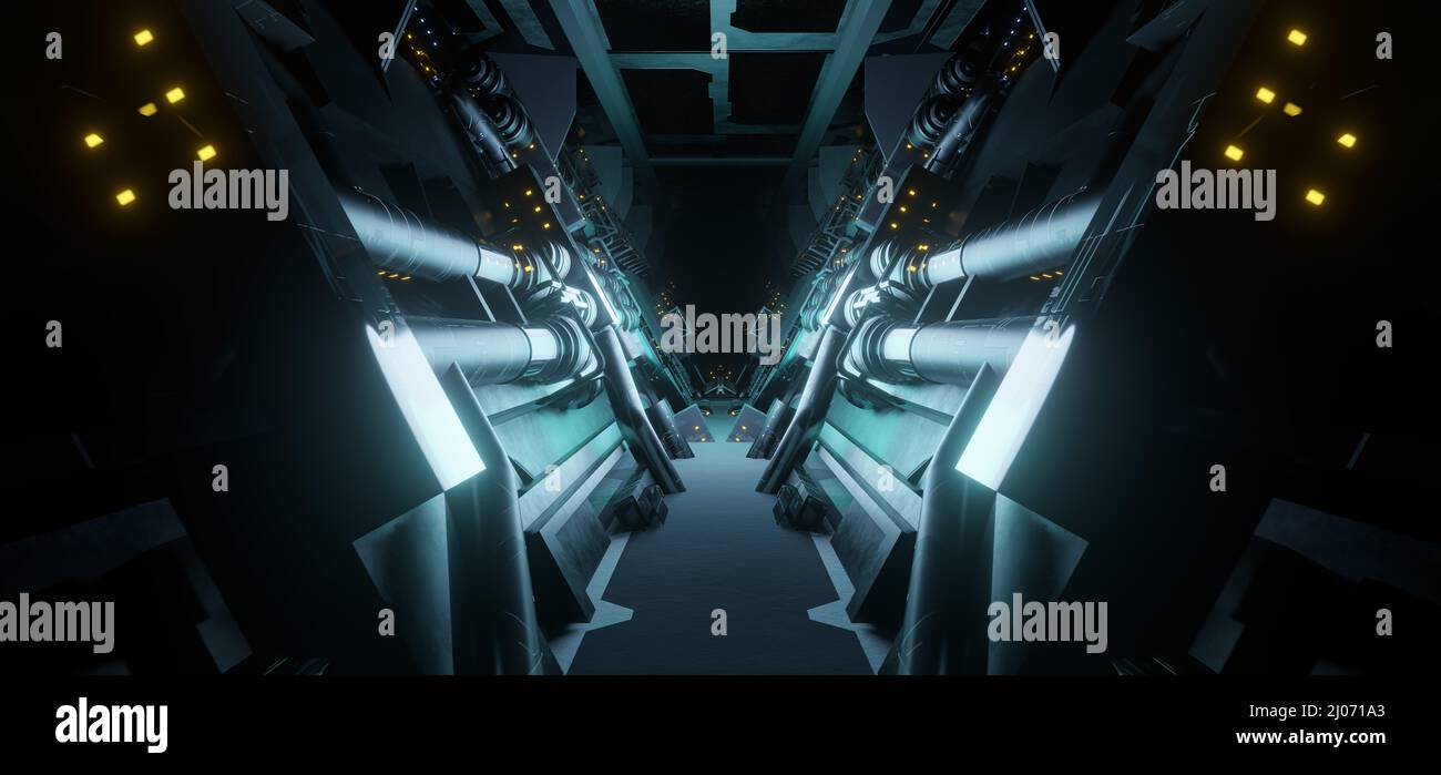 Cyberpunk Industrial Cyber Hall Studio Cyber Future Stage Corridor ...