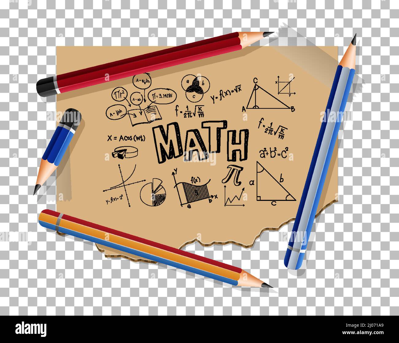 Doodle math formula with Mathematics font on notebook page illustration ...