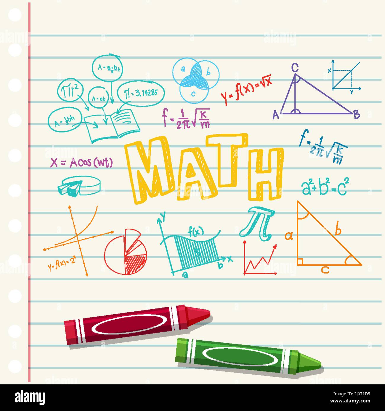 Doodle math formula with Mathematics font on notebook page illustration ...