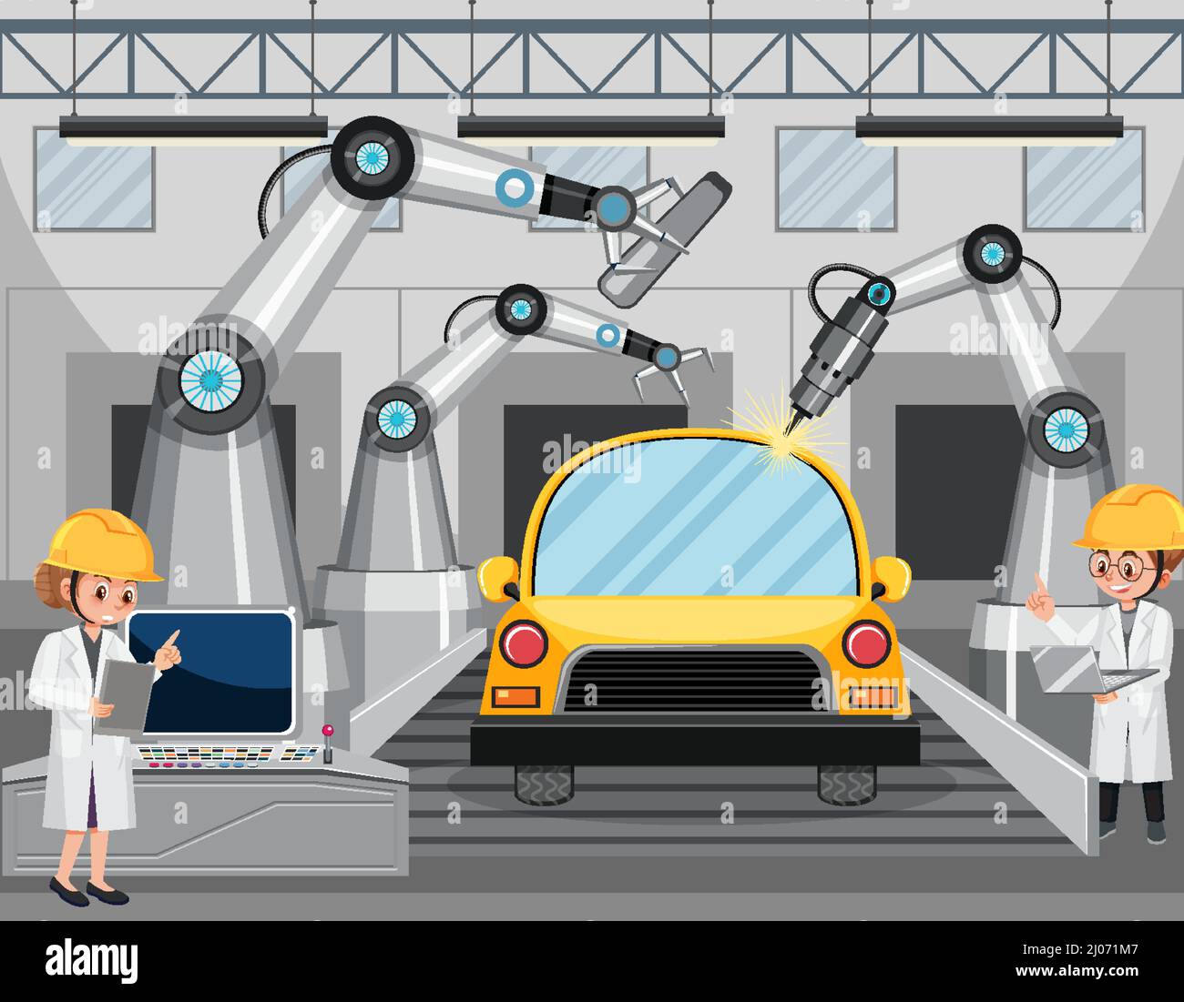Car manufacturing automation concept illustration Stock Vector Image ...