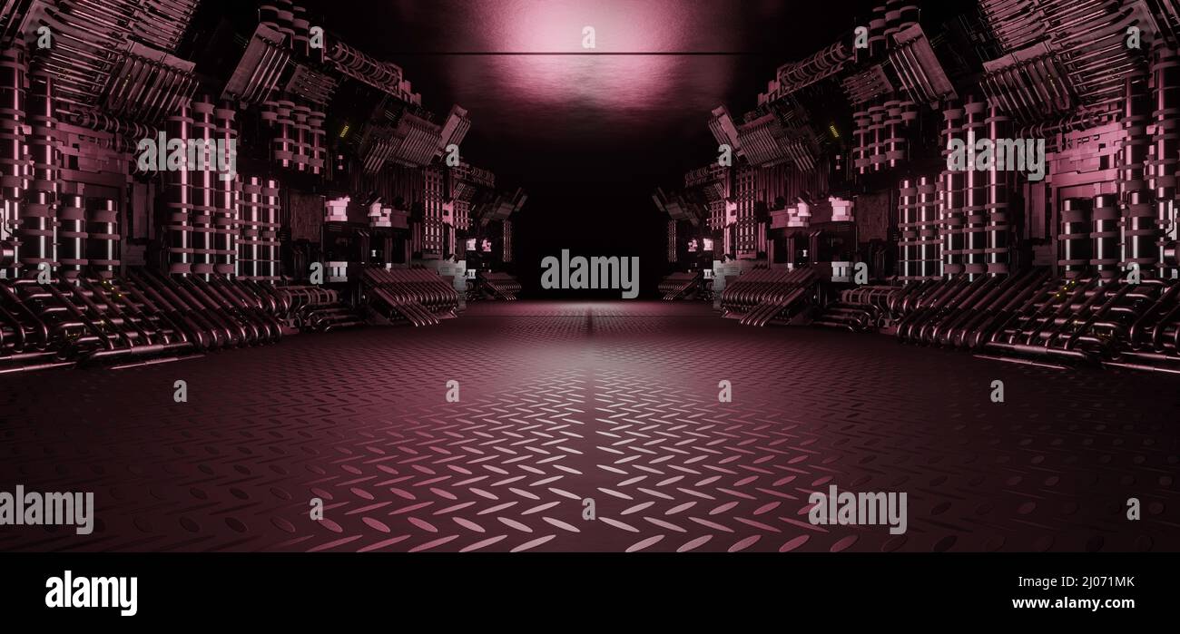 Cyberpunk Industrial Laboratory Or Industrial Warehouse Silver Gray ...