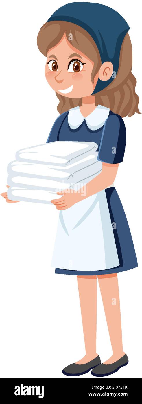 A housekeeper cartoon character on white background illustration Stock ...