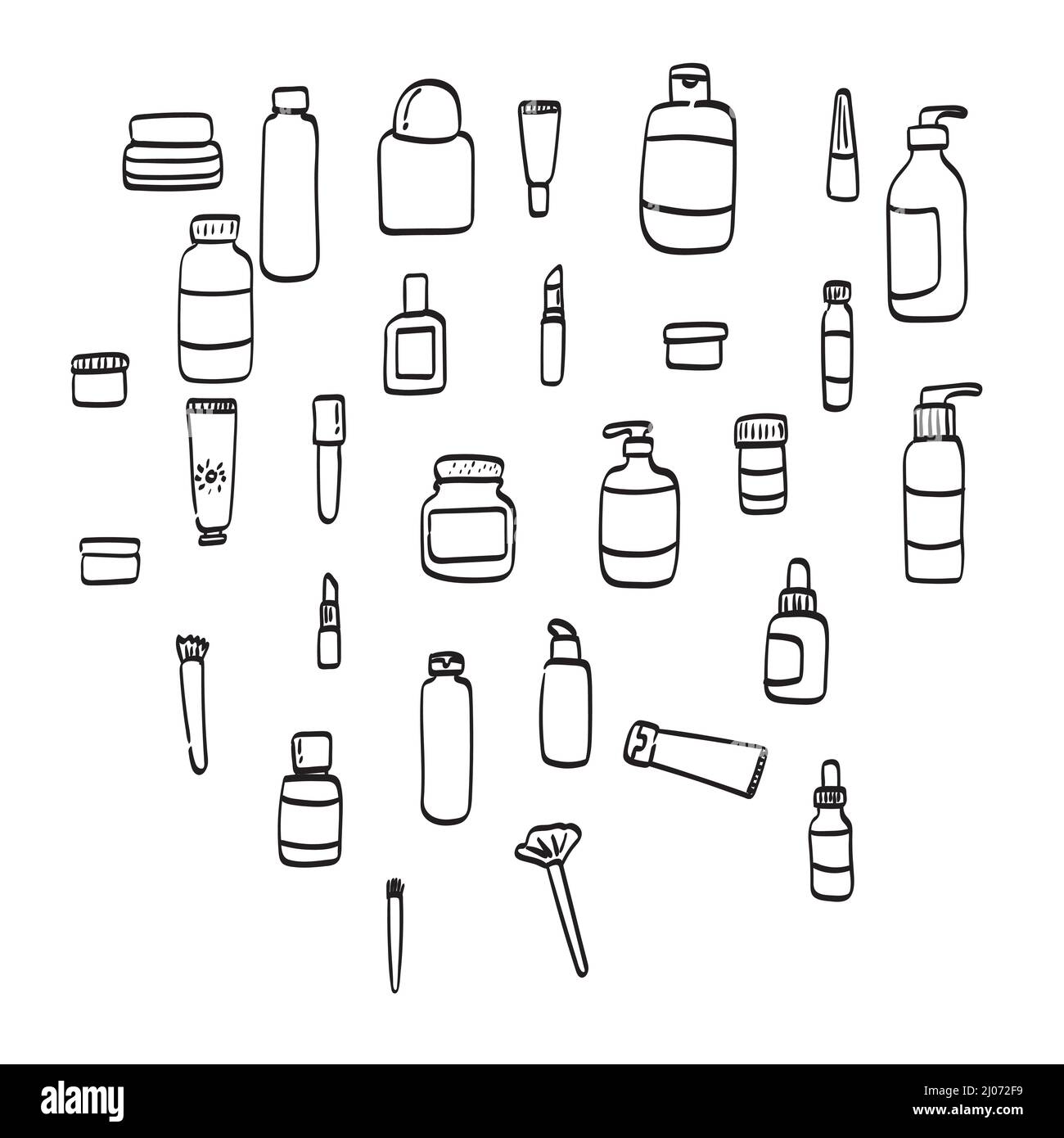 cosmetics set illustration vector hand drawn isolated on white ...