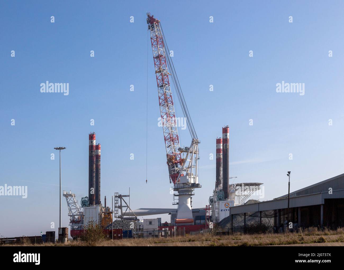 Industrial port activity, Outer Harbour, Great Yarmouth, Norfolk ...