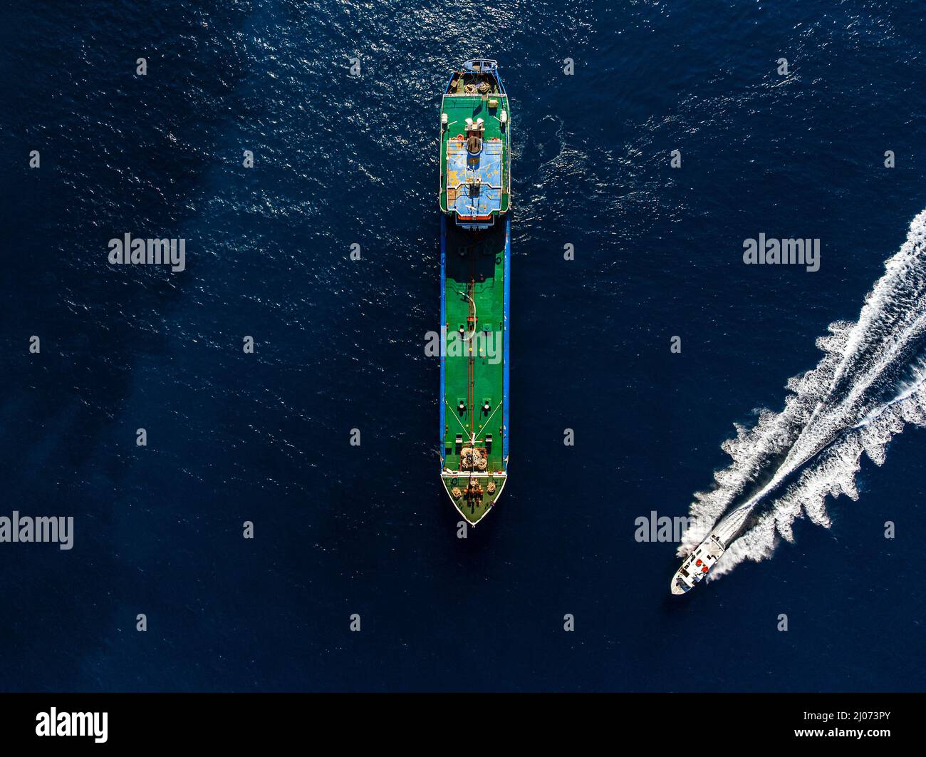 Aerial shot of the ships on the ocean Stock Photo - Alamy