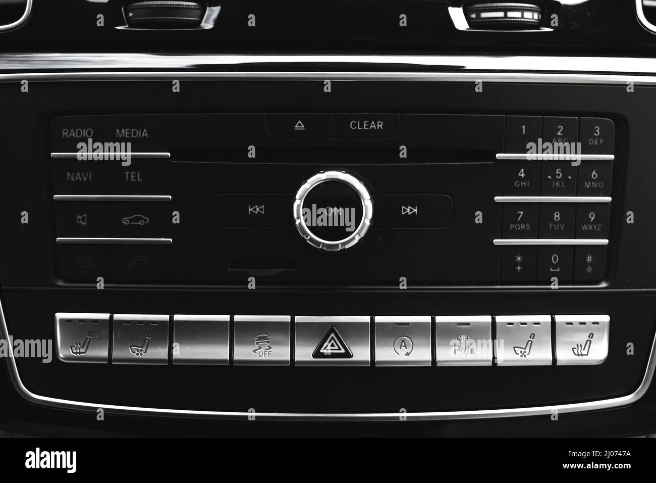 Modern car dashboard with multimedia screen. Interior detail, luxury ...