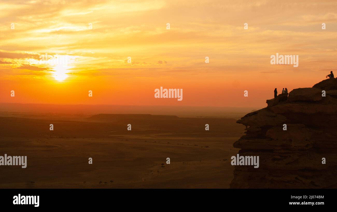 Beautiful shot of a sunset over the Edge of the World in Saudi Arabia ...