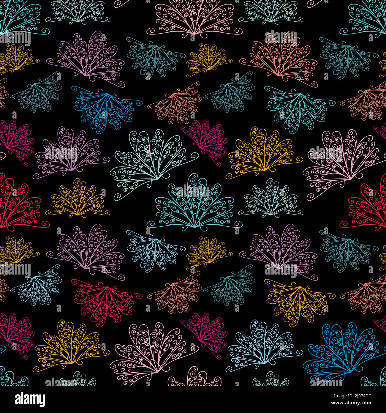 Seamless vector background with peacock curls and swirls Stock Vector ...