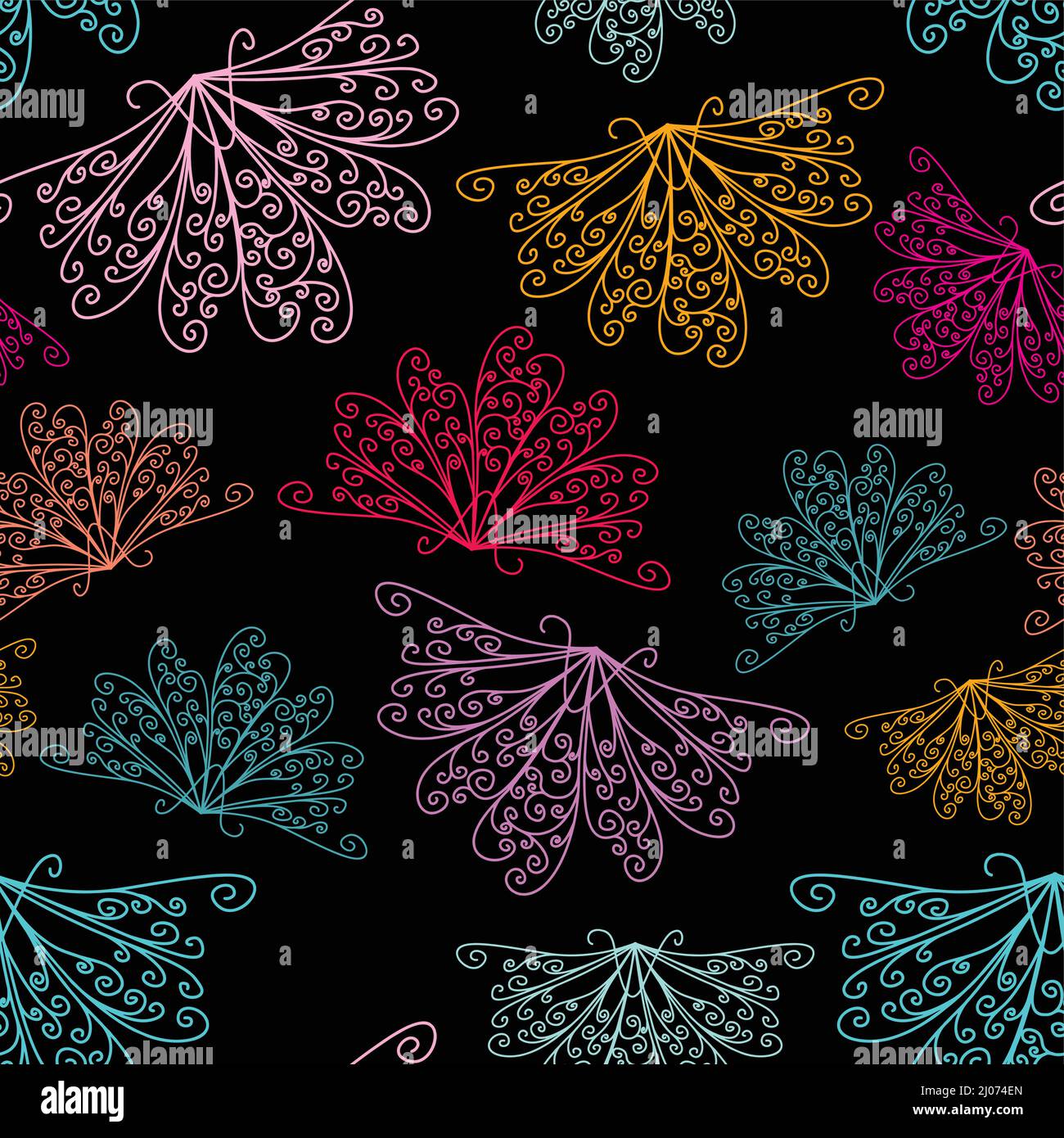 Seamless vector background with peacock curls and swirls Stock Vector ...