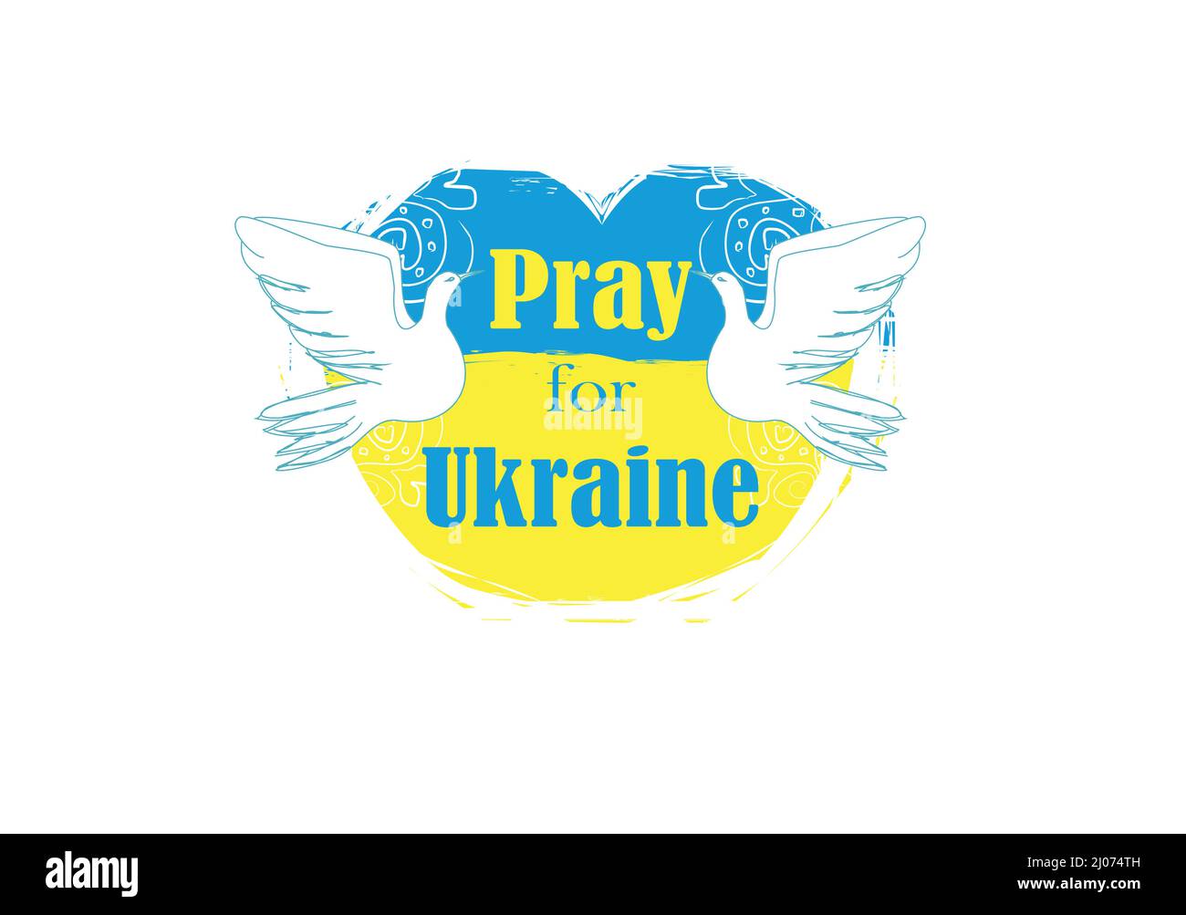 Symbol of peace, dove bird on the background of the flag of Ukraine ...