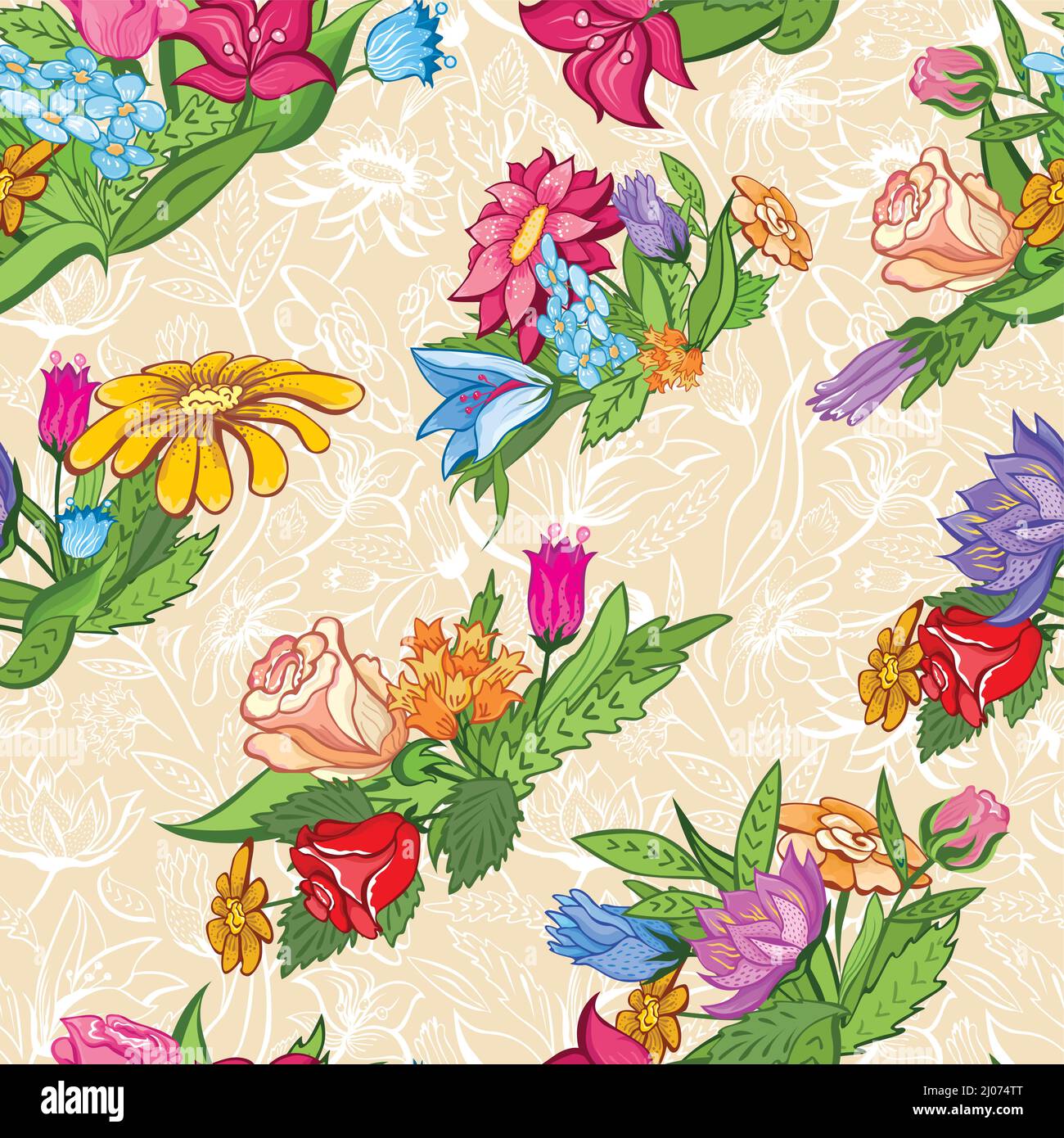 seamless background with spring flowers for design Stock Vector Image ...