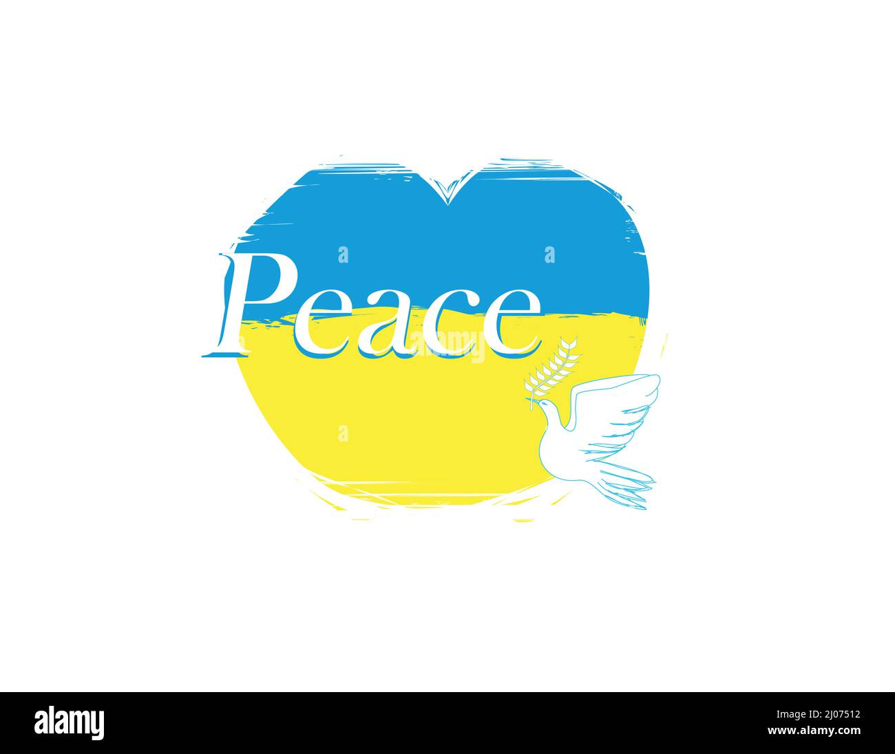 Symbol of peace, dove bird on the background of the flag of Ukraine ...