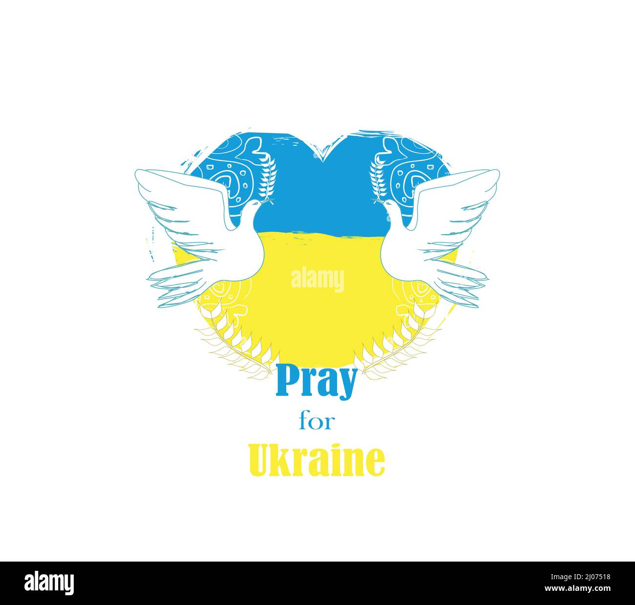 Symbol of peace, dove bird on the background of the flag of Ukraine ...
