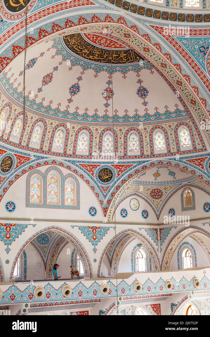 Blue mosque interior inside, wall painting in Turkish mosque Stock ...