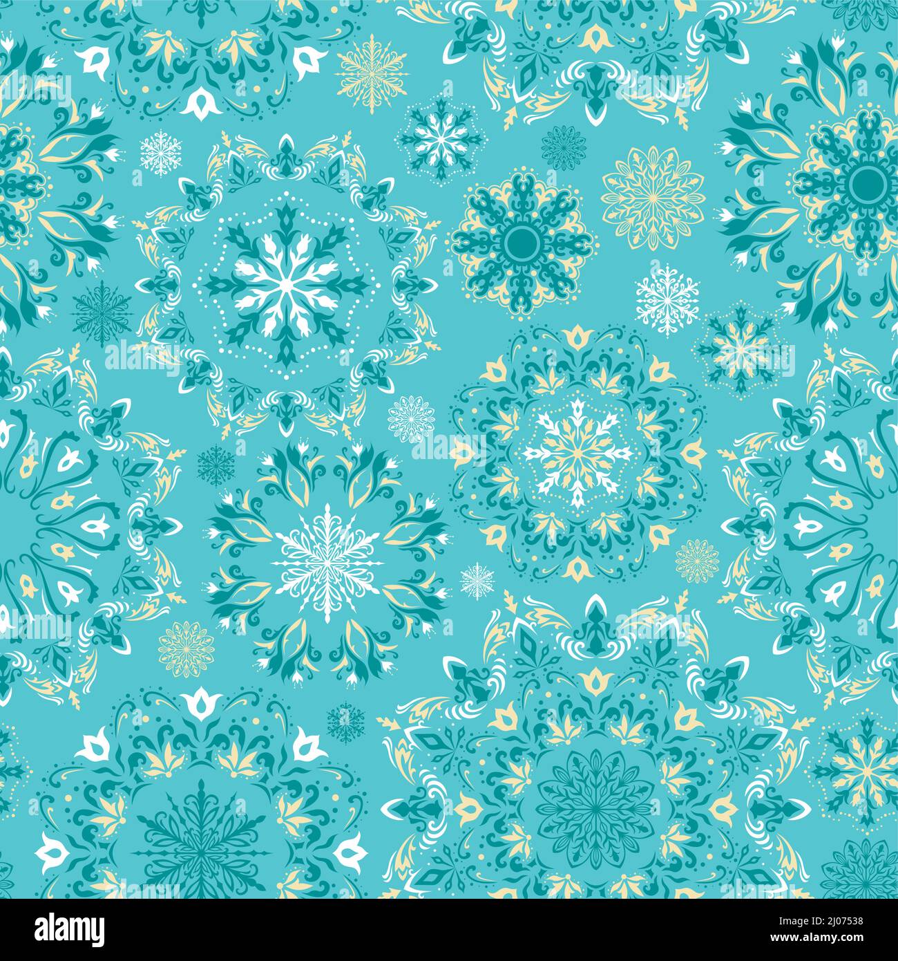 Winter turquoise illustration with beautiful falling snow for christmas ...