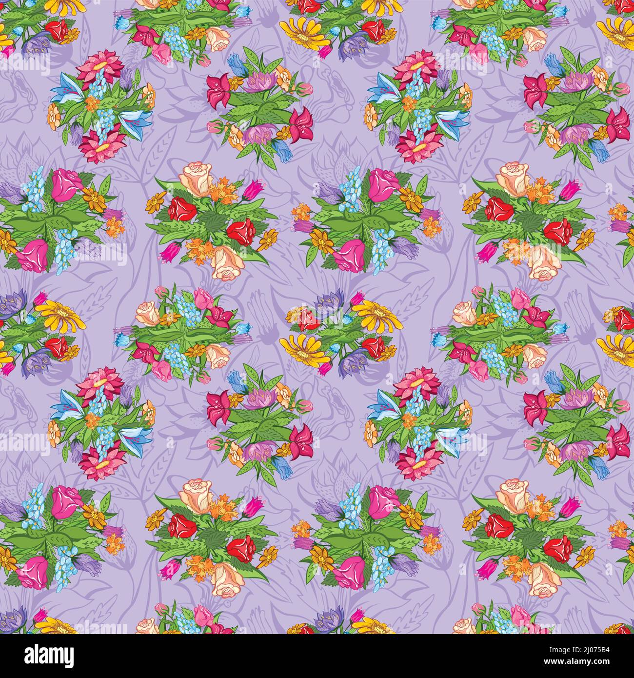 Green seamless background with spring flowers for design Stock Vector ...