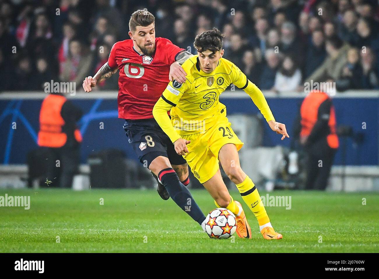 XEKA of Lille and Kai HAVERTZ of Chelsea during the UEFA Champions ...