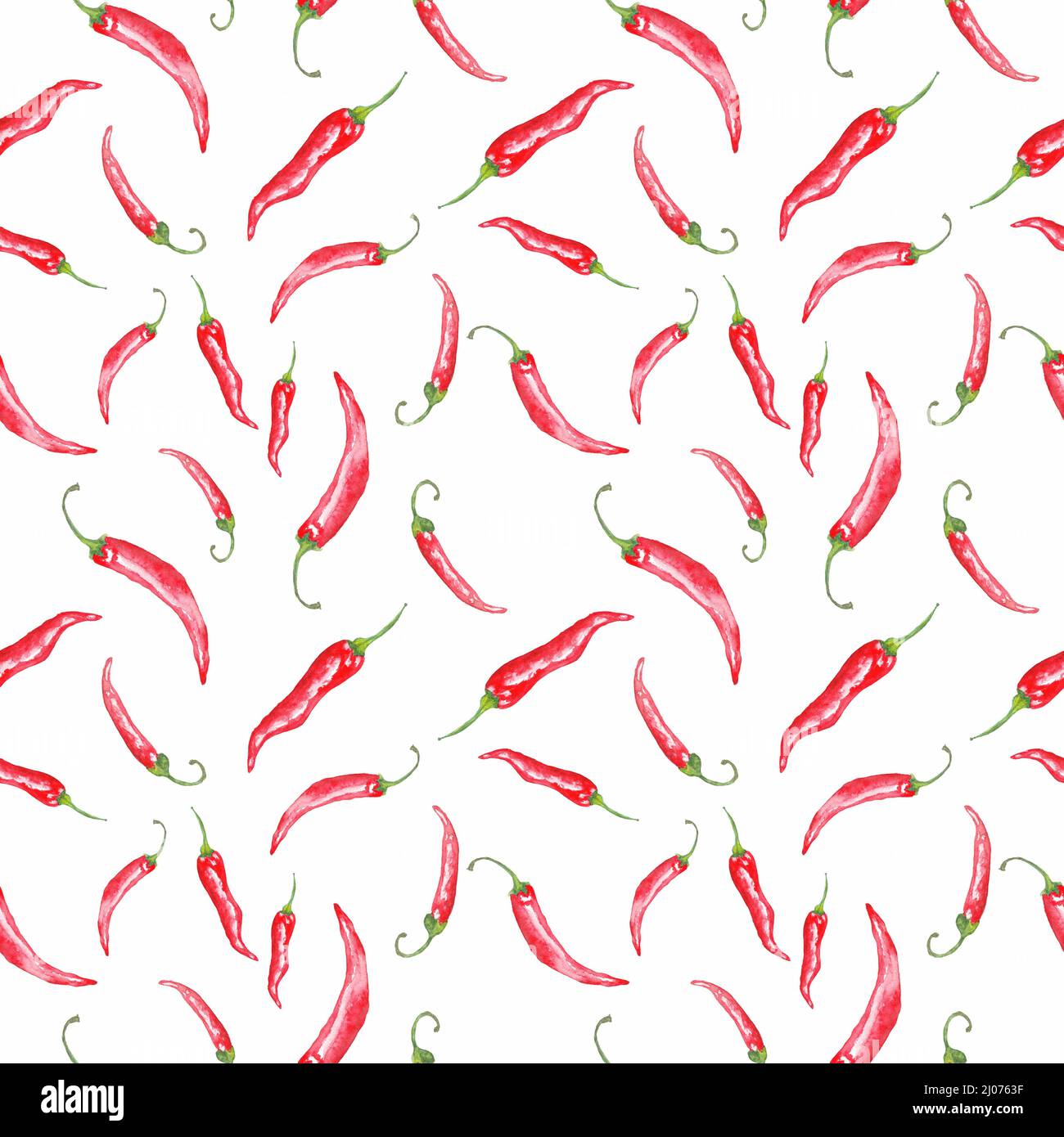 Hot chilli pepper hand painted watercolor pattern Stock Photo - Alamy