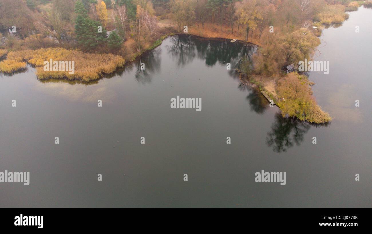 A top view of a lake with trees Stock Photo - Alamy