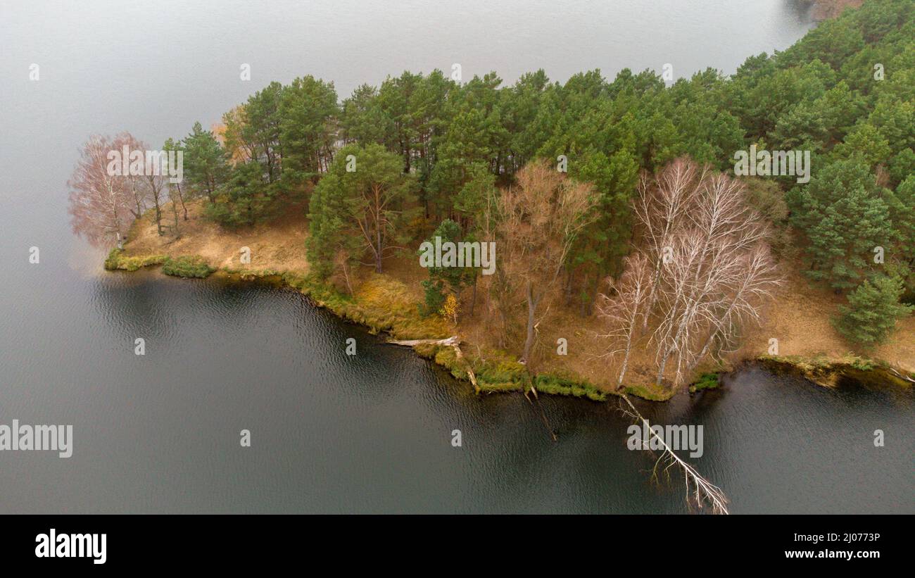 A top view of a lake with trees Stock Photo - Alamy
