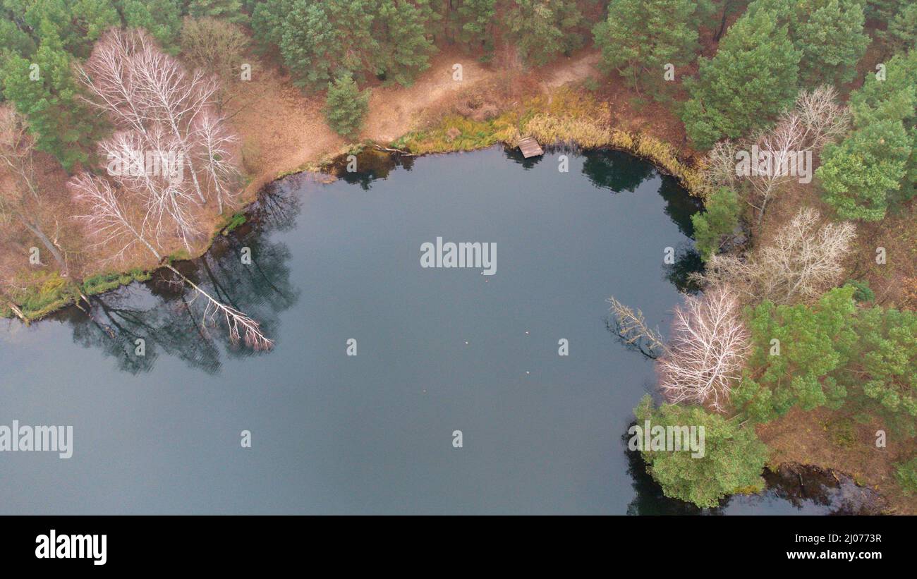 Top view of a lake with trees Stock Photo - Alamy