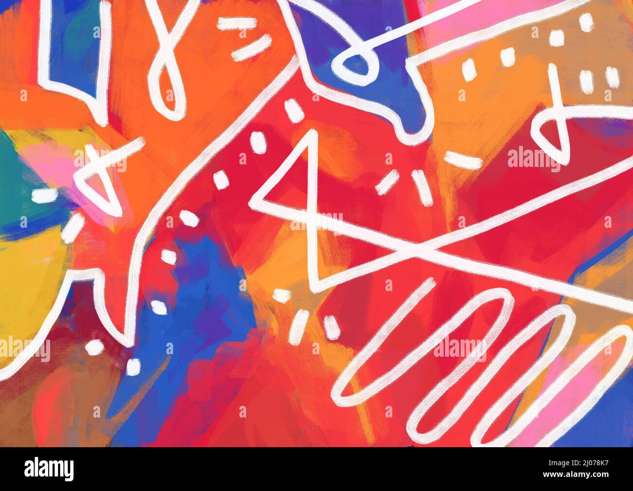 Creative Hand Drawn 80s color and summer scrawl background, scribble ...