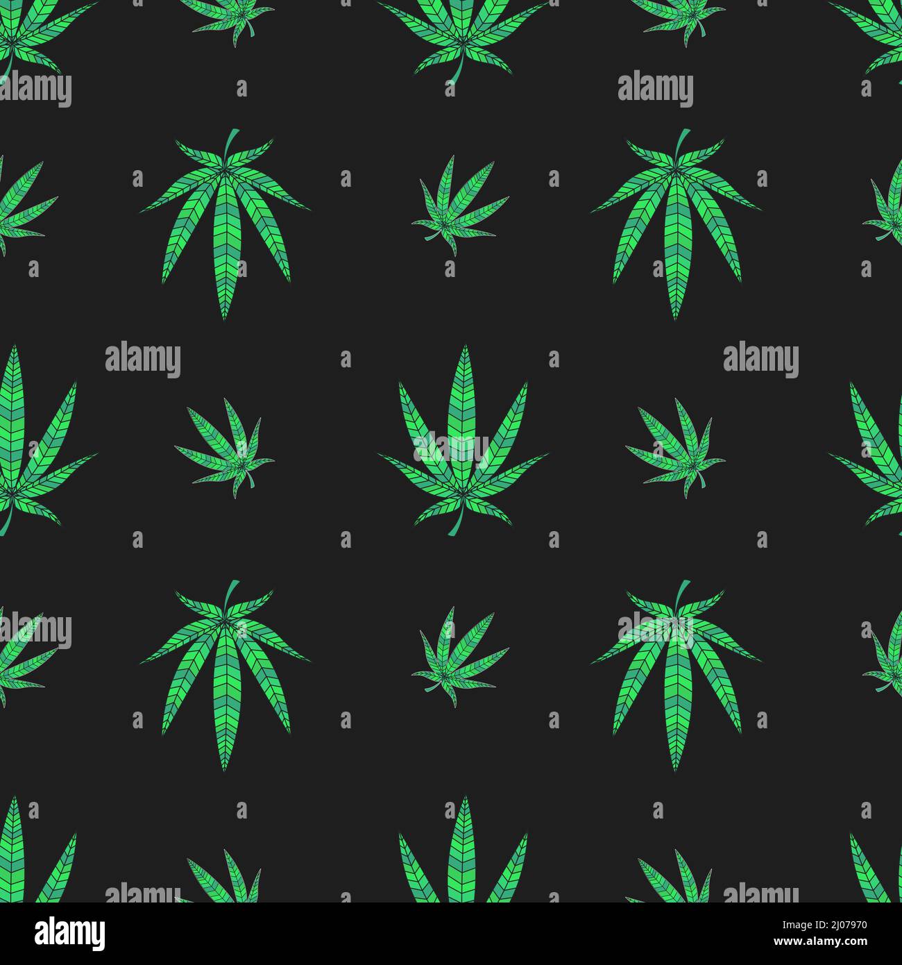 Seamless pattern with marijuana leaves, flat vector illustration. For t ...