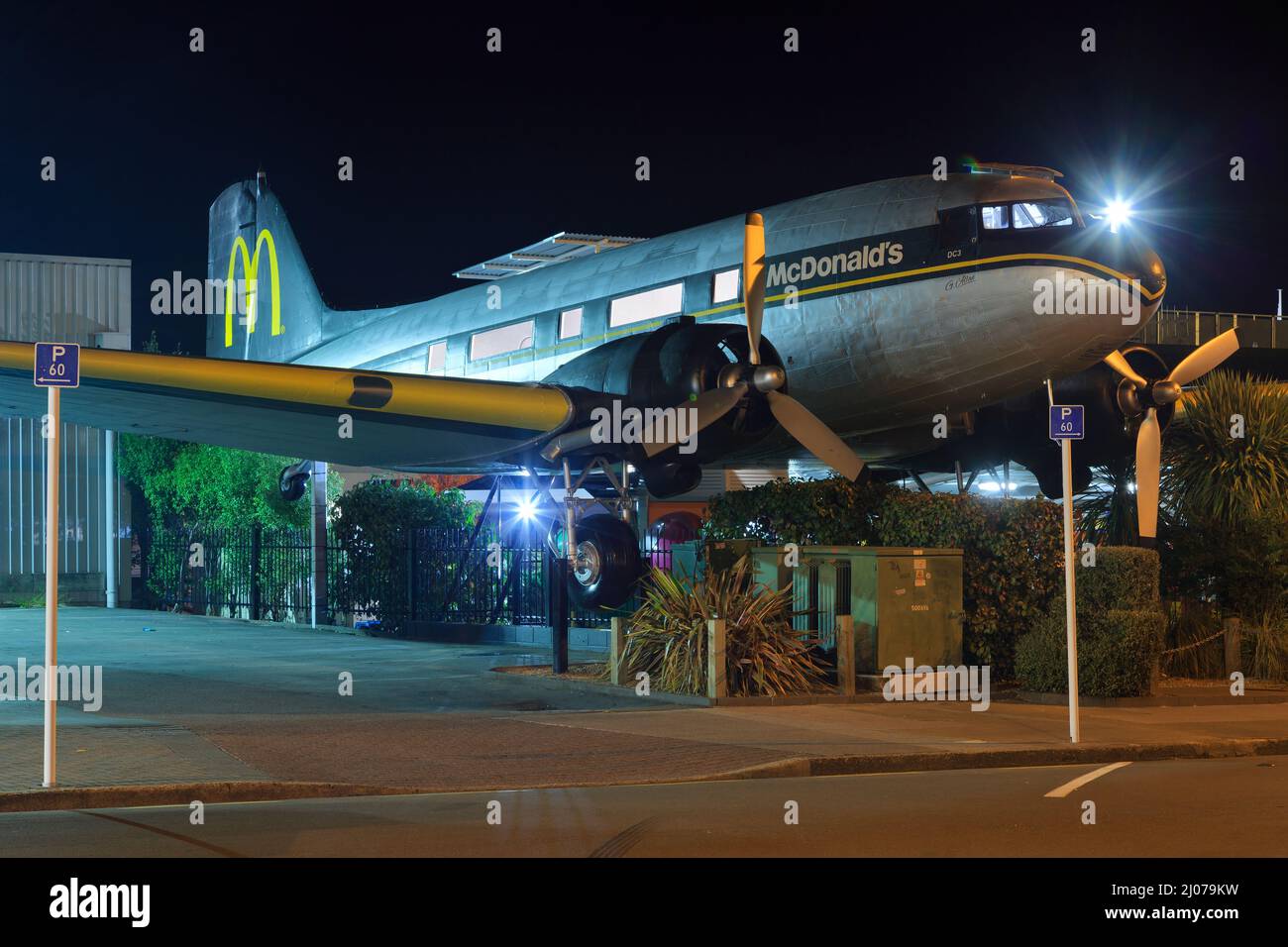 Taupo, New Zealand. The "McDonald's plane", a historic Douglas DC-3 ...
