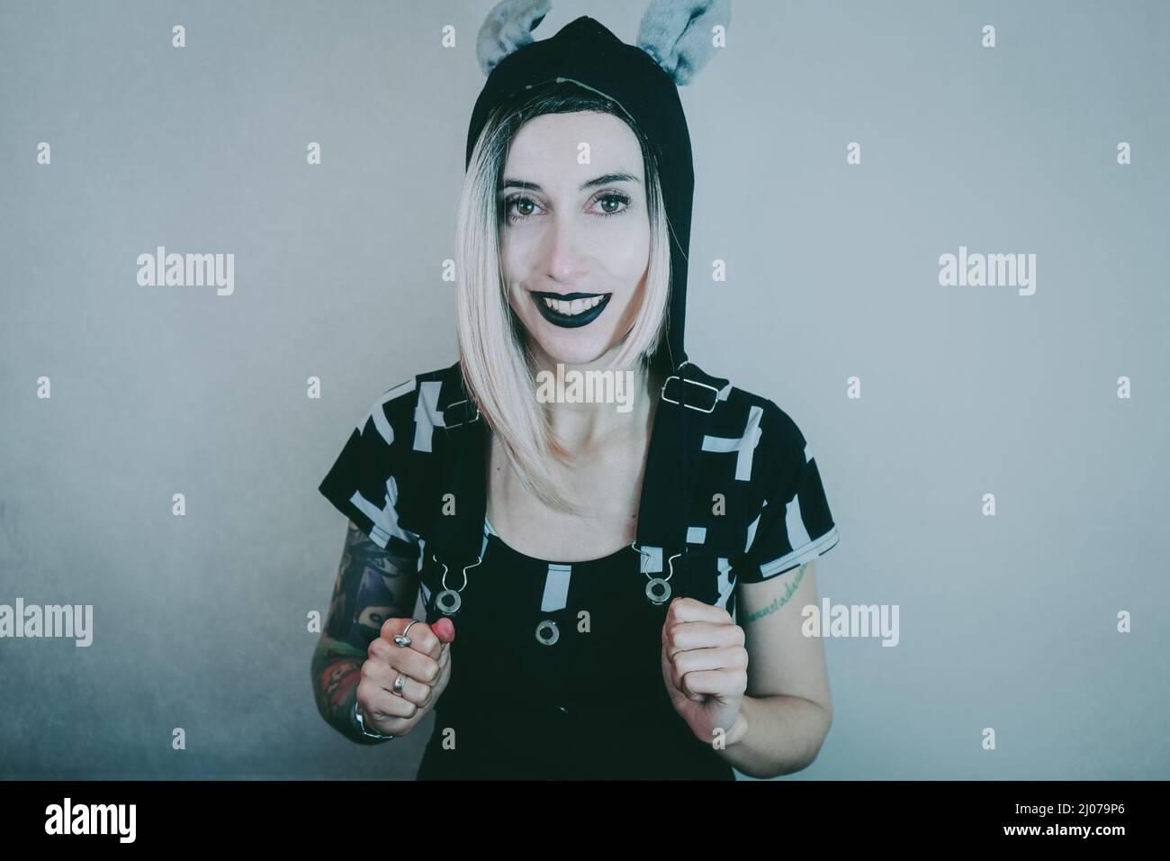 Gothic style portrait of a young woman with cool style Stock Photo - Alamy