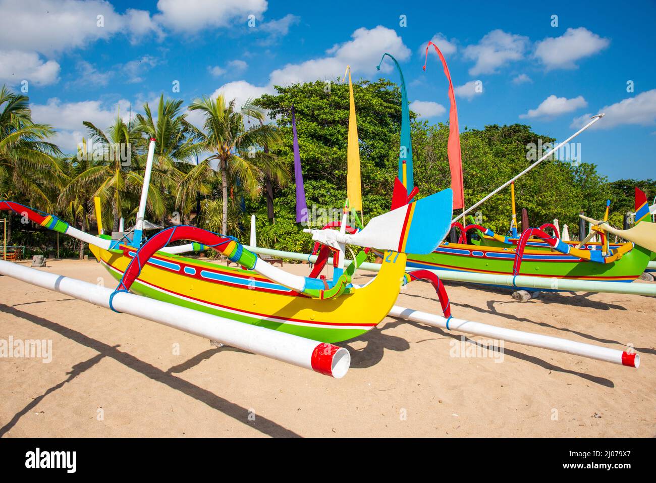 Colourful painted Bali Fishing Boats Stock Photo - Alamy