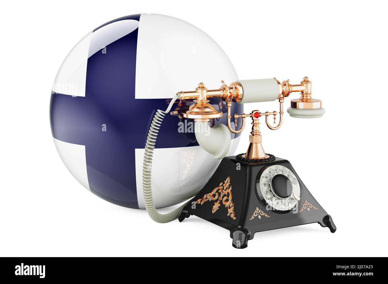 Phone with Finnish flag. Communication services in Finland, concept. 3D ...