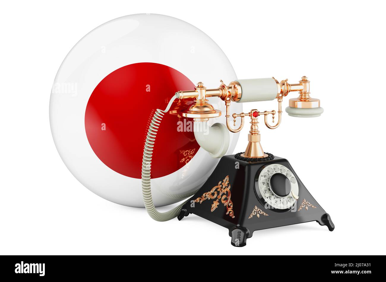 Phone with Japanese flag. Communication services in Japan, concept. 3D ...