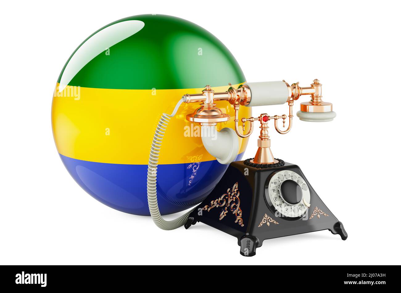 Phone with Gabonese flag. Communication services in Gabon, concept. 3D ...